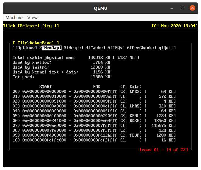 Tilck's debugpanel · vvaltchev/tilck Wiki · GitHub